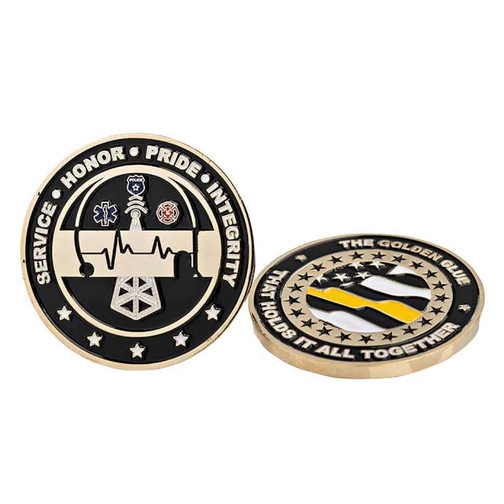 Challenge Coin - Dispatcher Thin Gold Line "Golden Glue" – Blue Vinyl